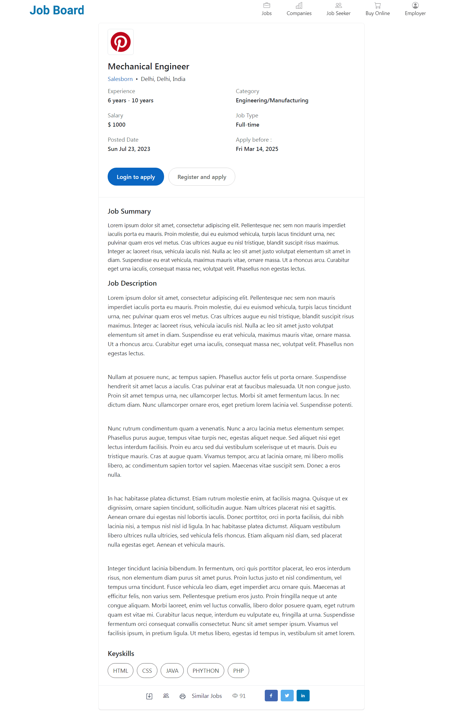 Job Detail – Job Board Software