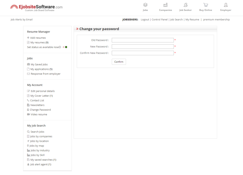 Change Password - Job Board Software, Applicant Tracking Software